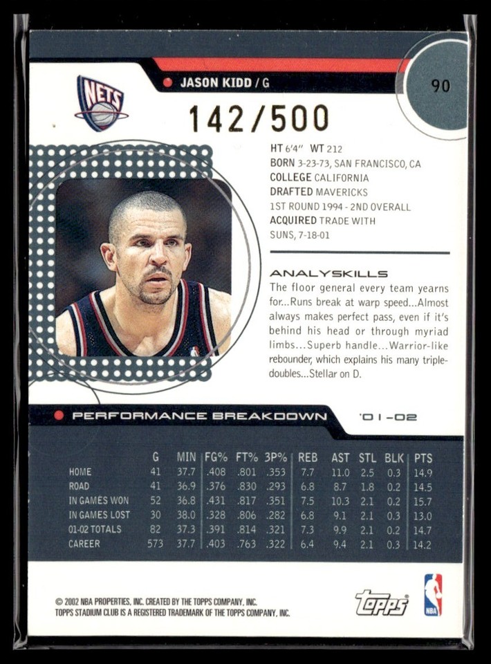 2002-03 Topps NBA Stadium Club Jason Kidd /500 | eBay