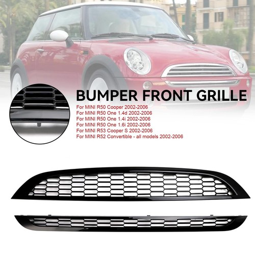 for Mini Cooper R50 R52 R53 2002-2006 2PCS Honeycomb Mesh Front Bumper ...