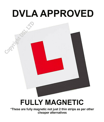 2 x FULLY MAGNETIC L PLATES SECURE Quick Easy To Fix Learner Sign ...