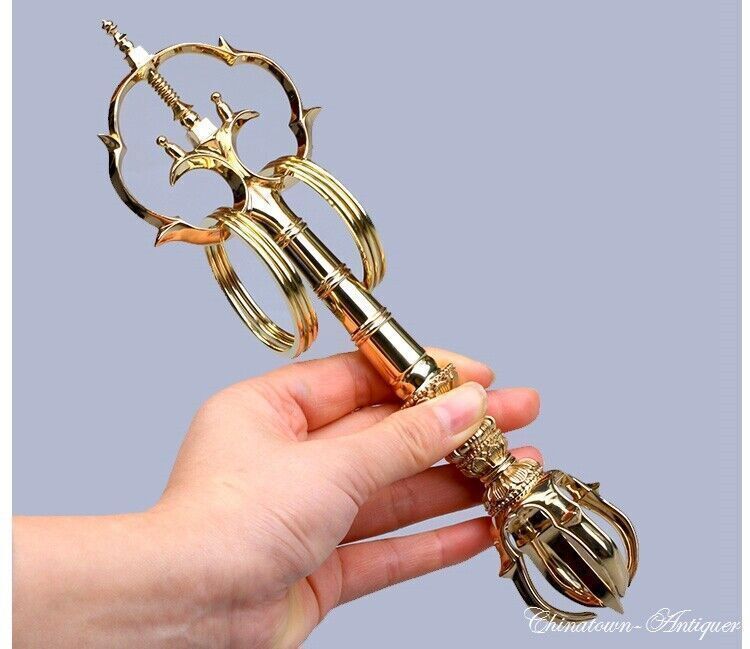 Shingon Buddhist Khakkhara 5-pronged 6-Perfections Vajra Shakujo Staff ...