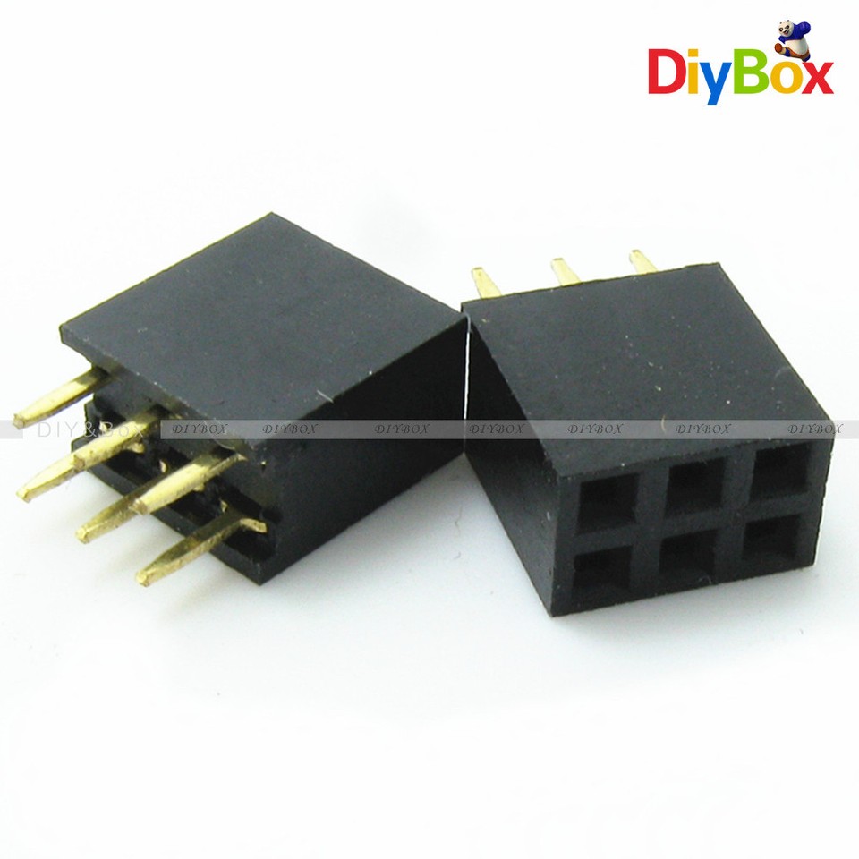 50PCS 6Pin 2.54mm Double Row Female Straight Header Pitch Socket Strip ...