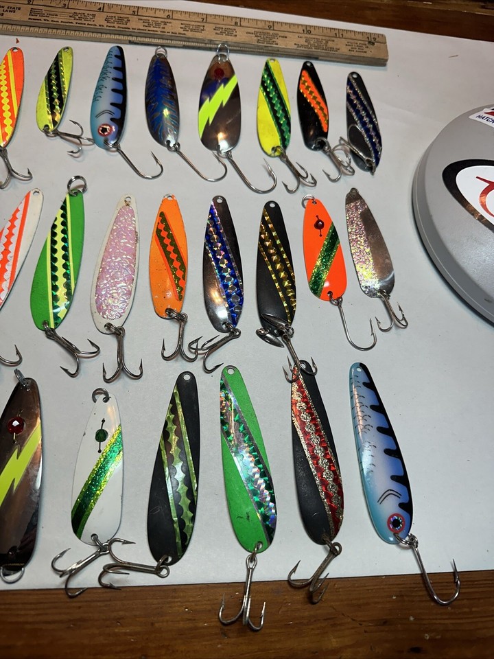Lot Of Great Lakes Trout Salmon Flutter Trolling Spoons - Evil Eye ...