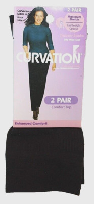 Curvation Curvaceous 2 Comfort Top Black Lightweight Opaque Trouser ...