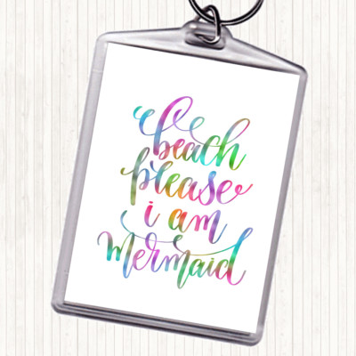 Beach Please I'm Mermaid Rainbow Quote Bag Tag Keychain Keyring | eBay UK