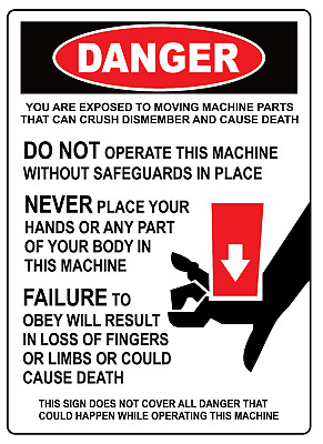 DANGER! MACHINE SAFETY GUIDELINES| Laminated Vinyl Decal Sticker Label ...