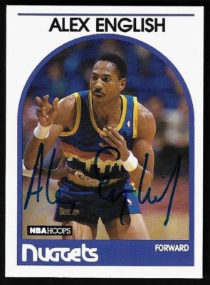 ALEX ENGLISH Signed Autographed 1989 NBA Hoops Card #120 AUTO Denver ...