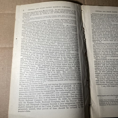 Failure of the Central and Union Pacific Railroad to comply Act Of May ...