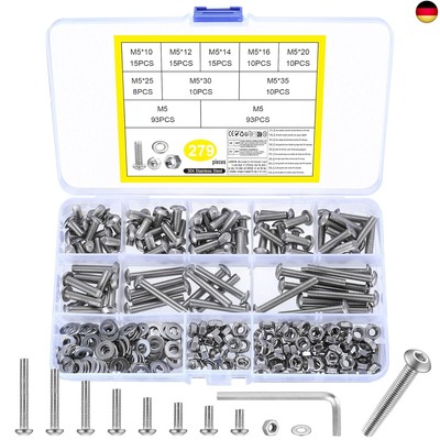 M5 Schrauben Set, 279 Stk Linsenkopfschrauben mit Muttern Set, | eBay.de