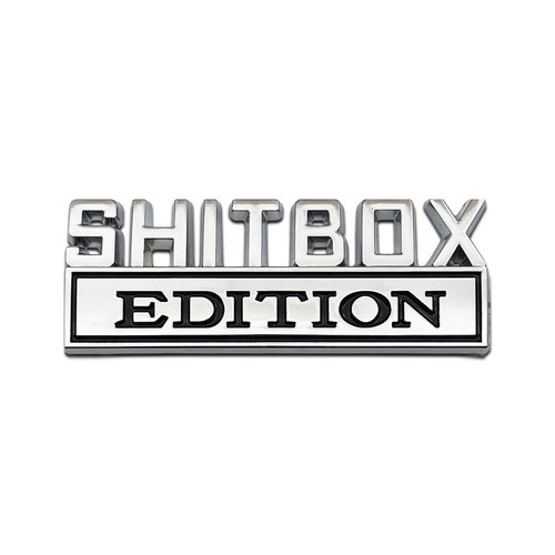 3D Chrome Black Metal Shitbox Edition Logo Car SUV Emblem Sport Badge ...