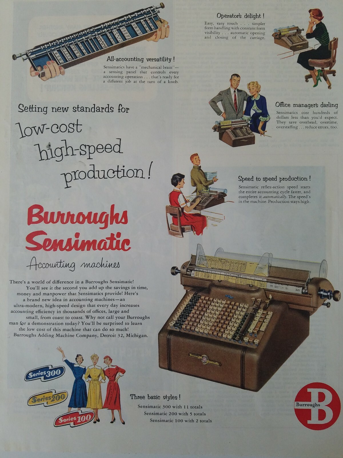 1952 Burroughs Sensimatic accounting business machine vintage original ...