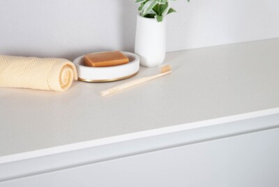 New - Be-Modern Solid Surface Worktop 1.5m x 250mm x 12mm White Stone ...