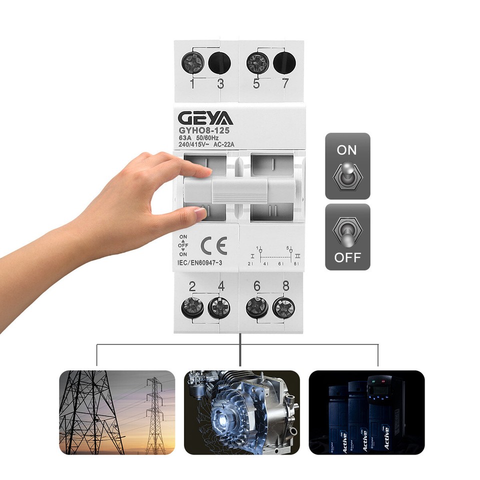 GEYA Manual Changeover Transfer Switch 2P 125A Dual Power 400V Grid ...