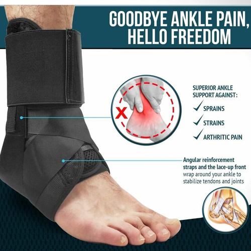 Ankle Brace Support Compression Stabilizer Pain Relief Foot Lace Up ...
