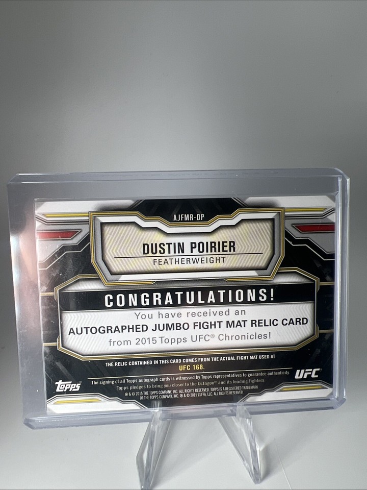 2015 Topps UFC Chronicles Dustin Poirier Autograph JUMBO Mat Relic Card ...