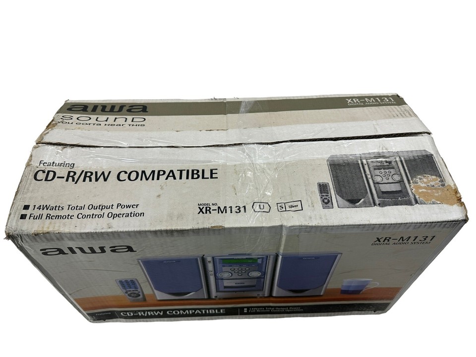 Vintage Aiwa Micro Mini Hi-Fi CD Bookshelf Stereo System XR-M150 Open ...