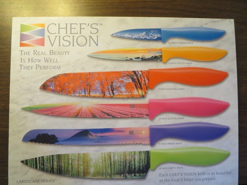 Chef's Vision 6-Piece Masterpiece Series Knife Set Used in Orig Box w ...