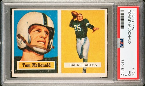 1957 Topps Tommy McDonald Rookie RC #124 PSA 3 Very Good HOF ...