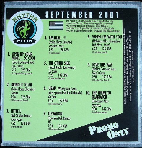 PROMO ONLY "RHYTHM CLUB SEPTEMBER 2001" DJ PROMO CD COMPILATION 13 ...
