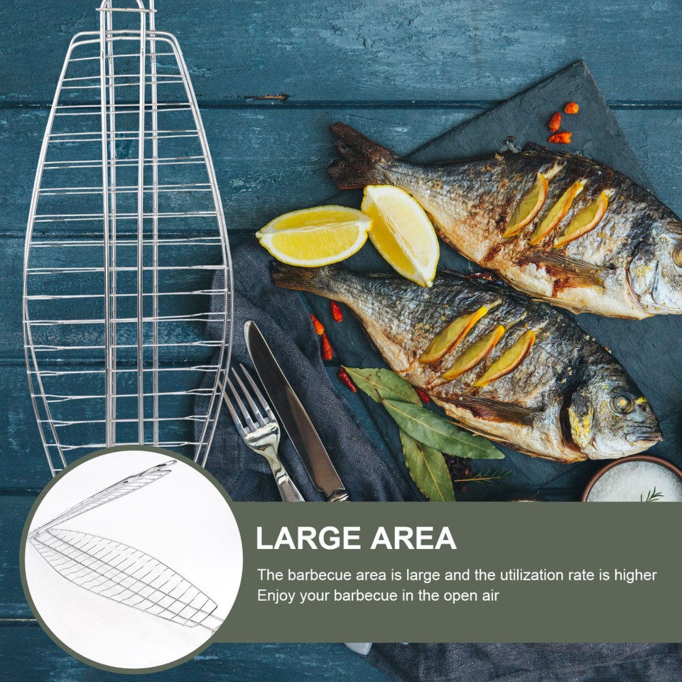 Fish Grill Cage Barbecue Fish Holder Barbecue Wire Mesh Barbecue Fish ...