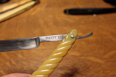 VINTAGE C. WIECHEL CO. DALLAS TX "KANDY KID" Straight Razor Unique ...