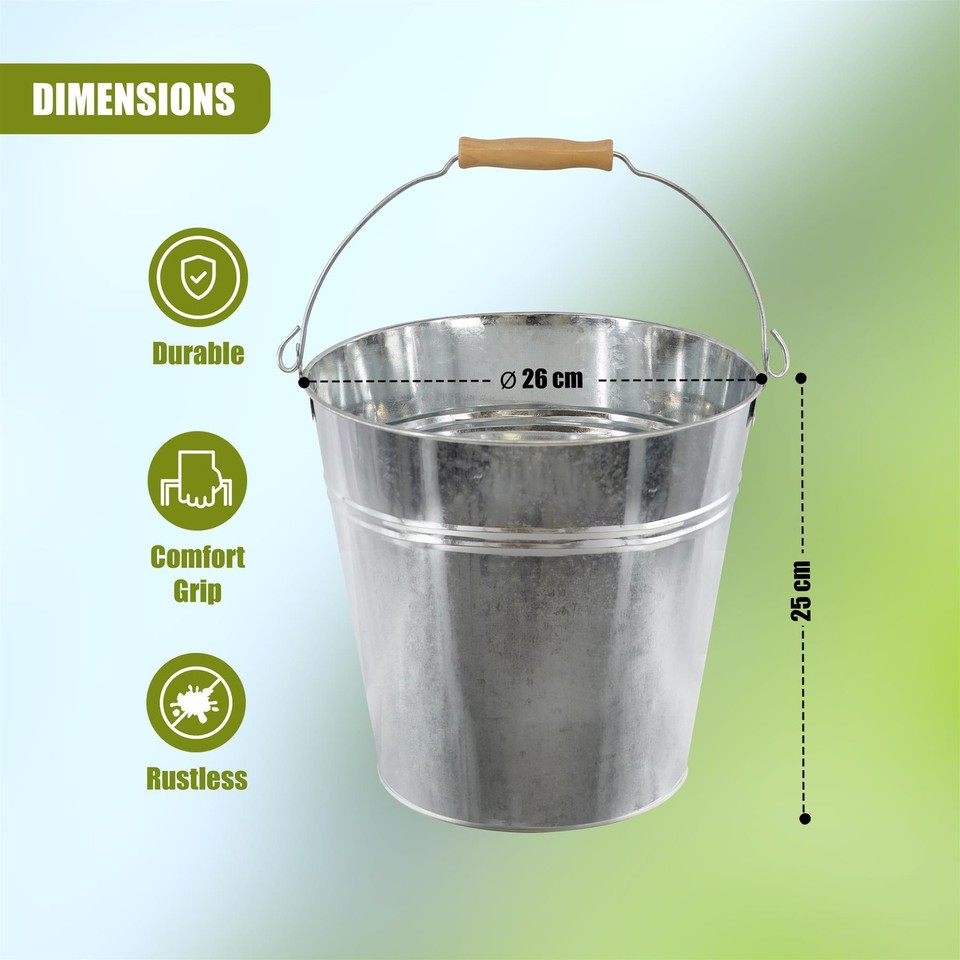 Bucket With Handle Tin Pot Strong Steel Wooden Handle Cool Water Coal ...