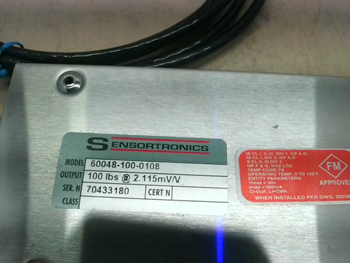 Sensortronics 60048-100L-0108 Load Cell 100 lbs @ 2.115mV/V - New In ...