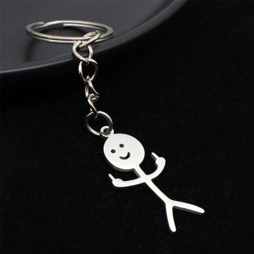 Stick Man Middle Finger Keyring Keychain Flipping Off Rude Funny | eBay