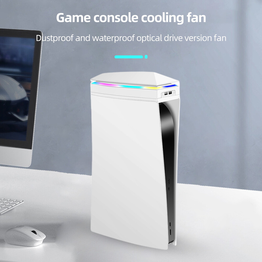 RGB Host Cooling Fan Dust-proof Game Host Radiator for PS5 Host (White ...