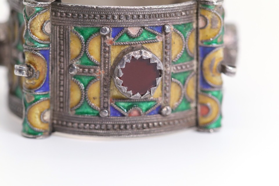 Antique African Bracelet around 1900, + Carnelian, Enamelled, Foldable ...