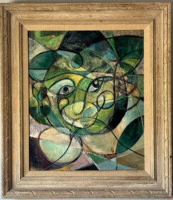 ANTIQUE MODERN ABSTRACT CUBIST OIL PAINTING OLD VINTAGE CUBISM ART ...
