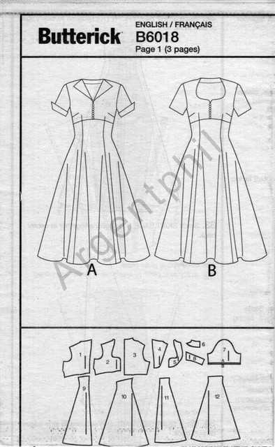 Butterick 6018 Vintage Inspired Retro Dress Sewing Pattern 1950s Sz 6 ...