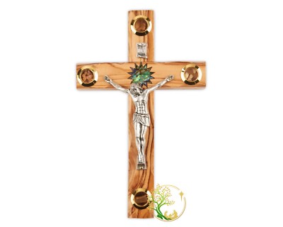 Latin wall Crucifix with Mother of Pearl Bethlehem Star & 4 Relics from ...