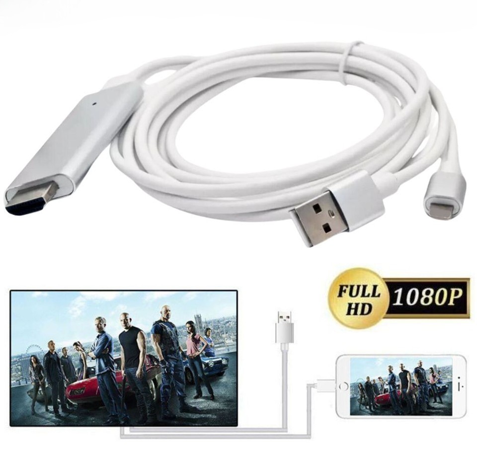 1080P HDMI Mirroring Cable Phone to TV HDTV Adapter Cord for iPhone ...