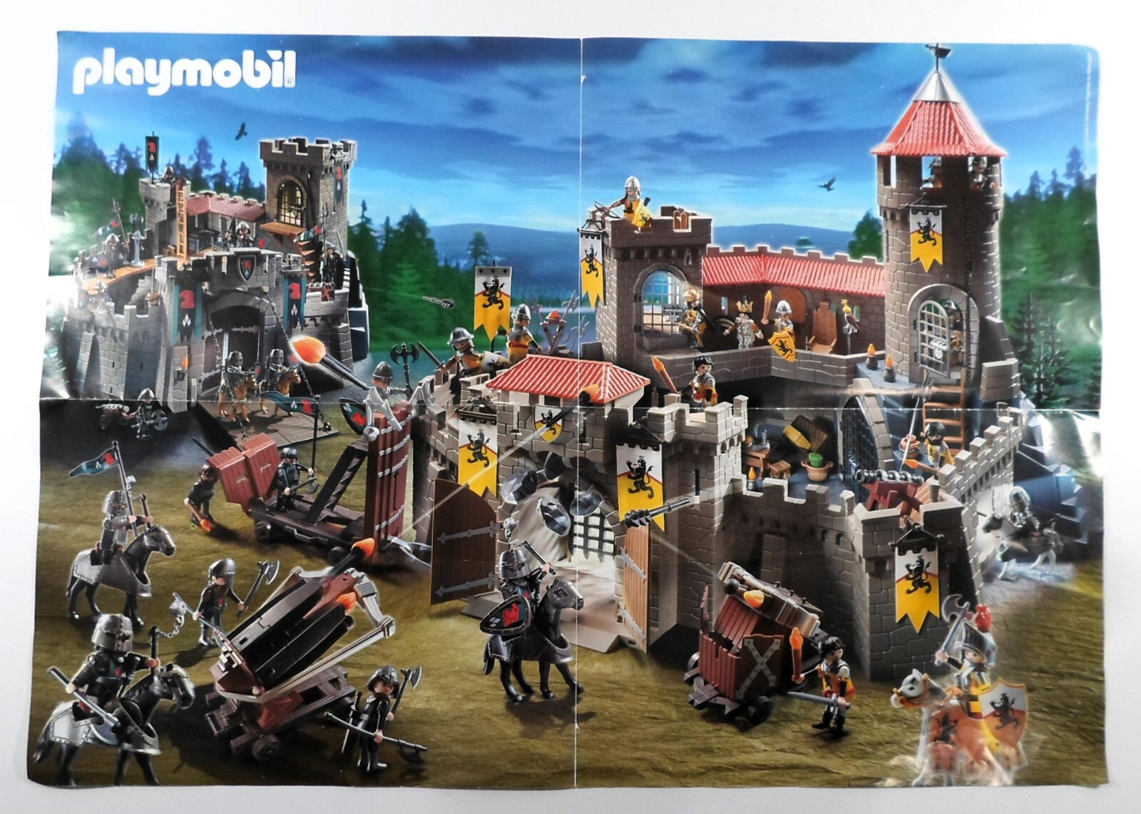 GEOBRA PLAYMOBIL 2010 MEDIEVAL LION KNIGHT CASTLE SIEDGE POSTER 23.5" x ...