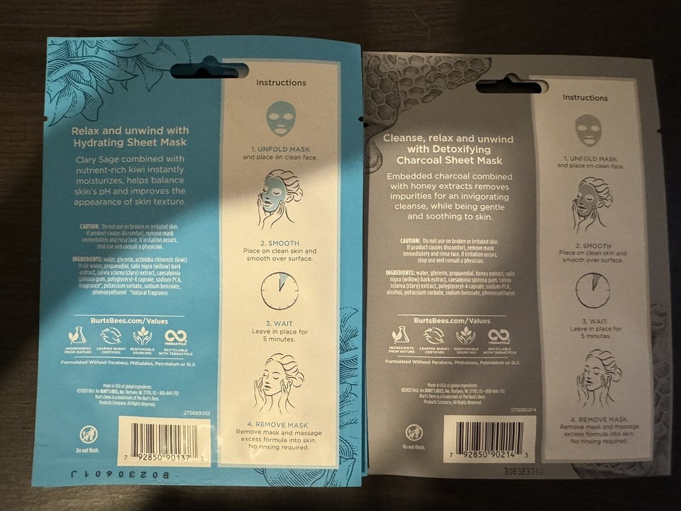 Burt's Bees Hydrating/ Detoxifying Sheet Mask, with Clary Sage/ Honey ...