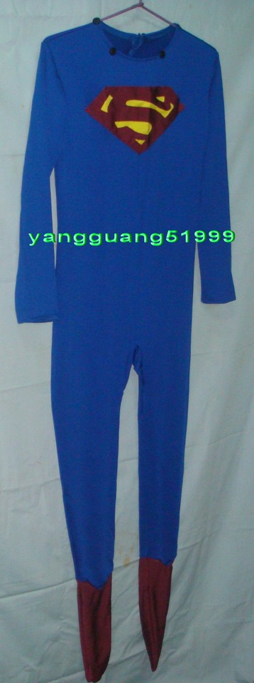 Fuchsia/Blue Spandex Superman Costumes With Long Cape Unisex Super-Man ...