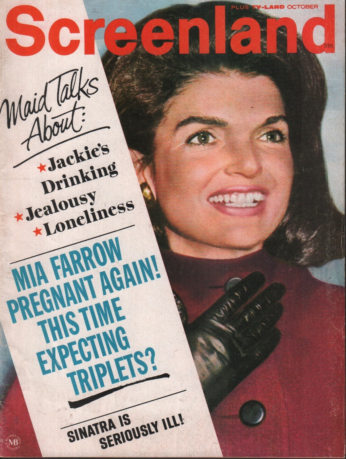 Screenland October 1970 Jackie Kennedy Mia Farrow Frank Sinatra ...
