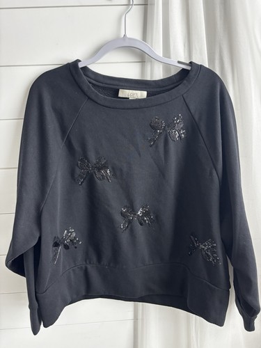 Loft Sequin Bow Sweater Size Large 0426 | eBay