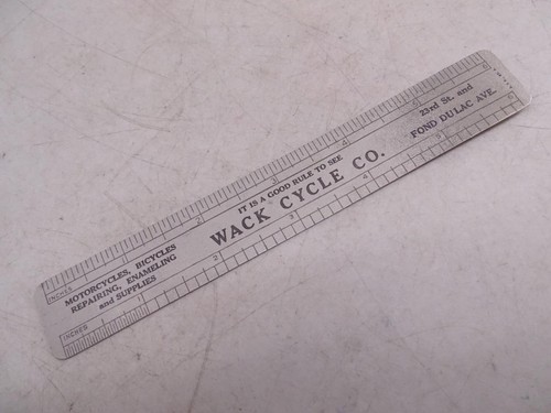 Antique Advertising Metal Ruler Wack Cycle Co Milwaukee WI Motorcycle ...