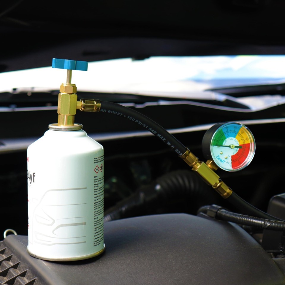 ZeroR® Refrigerant Recharge Kit | 24" HD Can Tap Gauge | 8oz (4 Cans ...