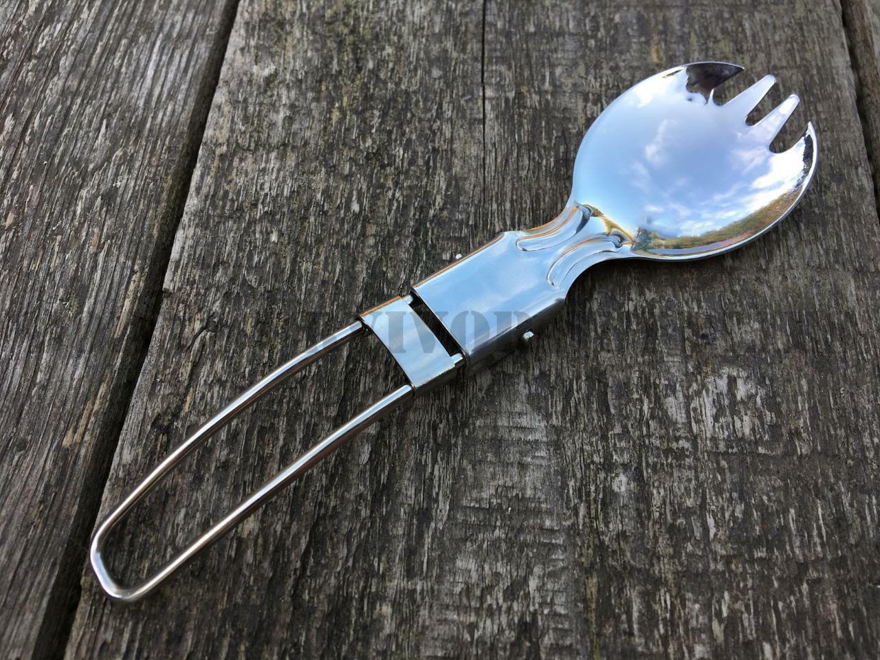 BCB STAINLESS STEEL COMPACT FOLDING SPORK - Camping Fork Spoon KFS ...