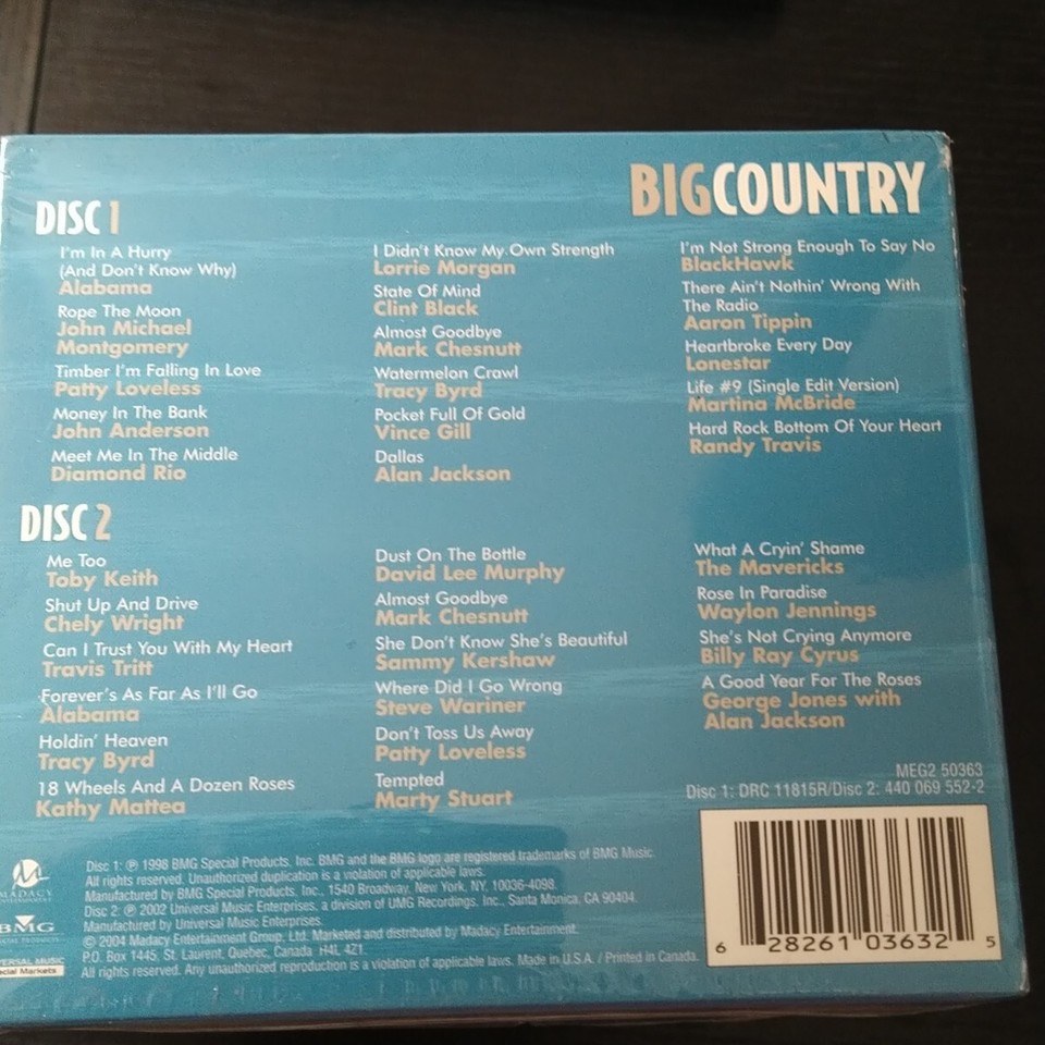 Big Country 2 CD 29 Top 10 HITS, Toby Keith, Alan Jackson, Alabama TV ...