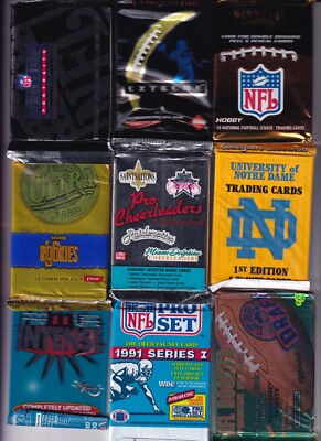 NFL Football Collectors Lot Two of 9 Sealed Packs Different Years ...