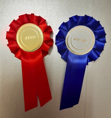 Rosette Dog Show Champion Open Judge And Steward Rosettes red and blue ...
