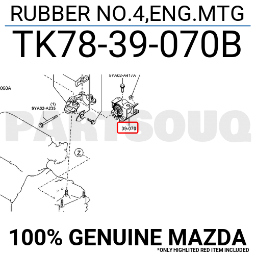 TK7839070B Genuine Mazda RUBBER NO.4,ENG.MTG TK78-39-070B | eBay