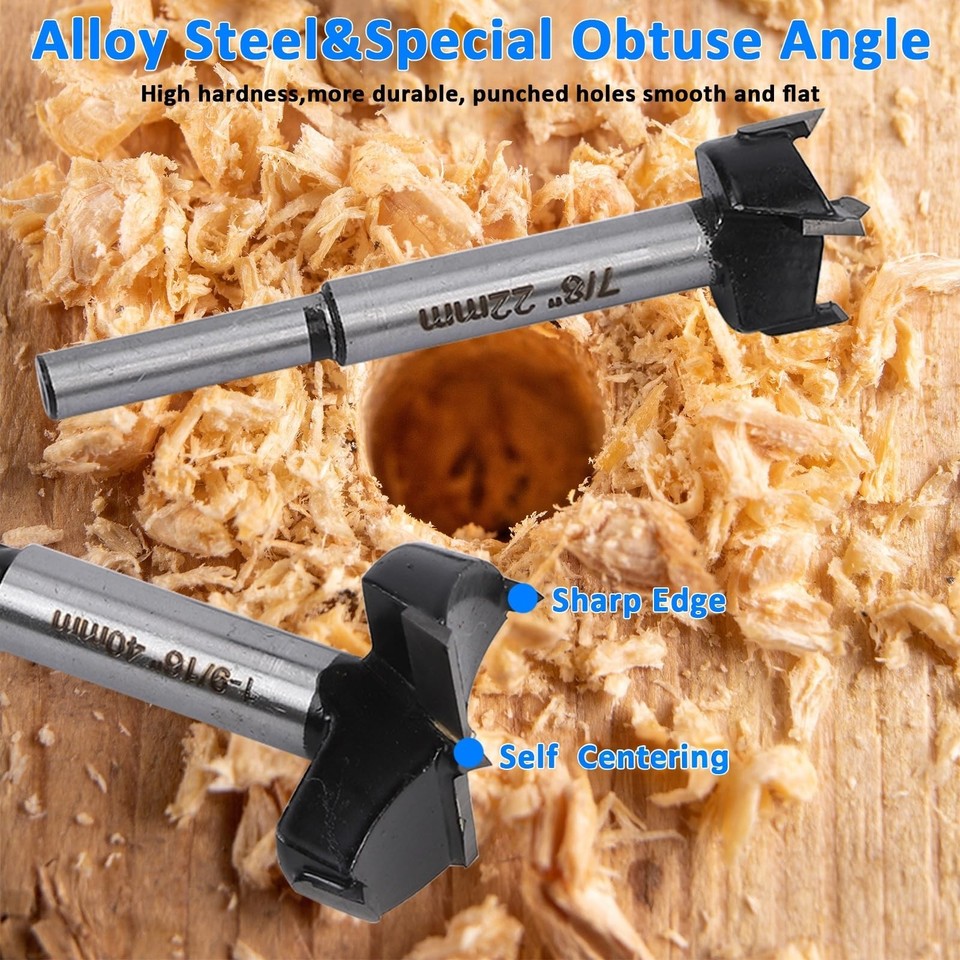 Forstner Bit Set, 10-Piece Forstner Bits for Woodworking, Carbide ...