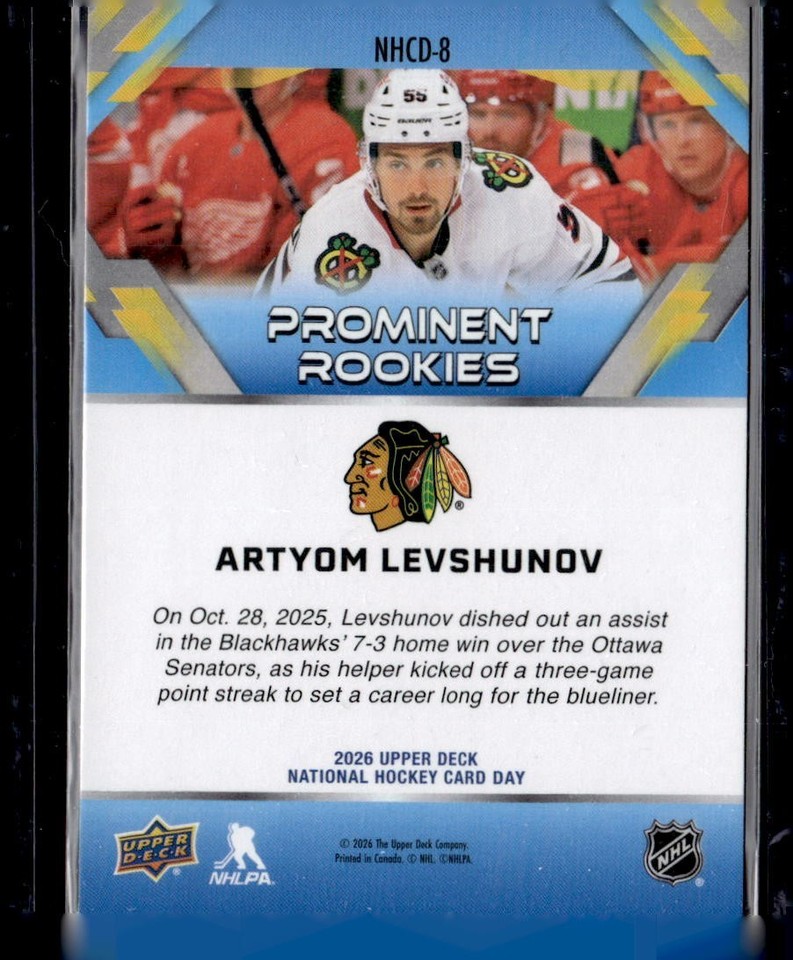 ARTYOM LEVSHUNOV 2026 UPPER DECK NATIONAL HOCKEY CARD DAY ROOKIE CARD # ...