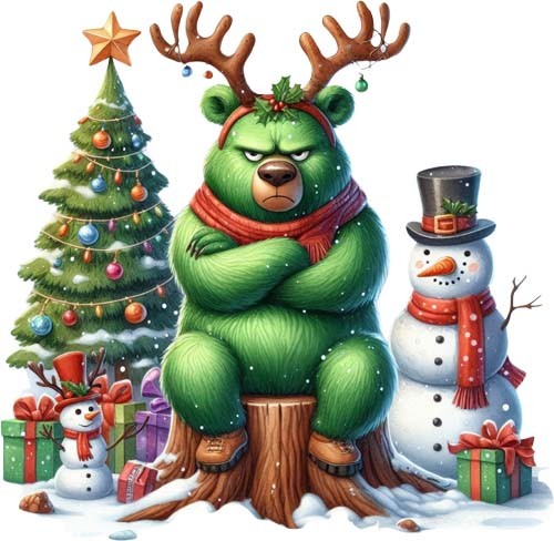 Colour Christmas Bear Wall Art Bedroom Window Decor Vinyl Sticker Decal ...