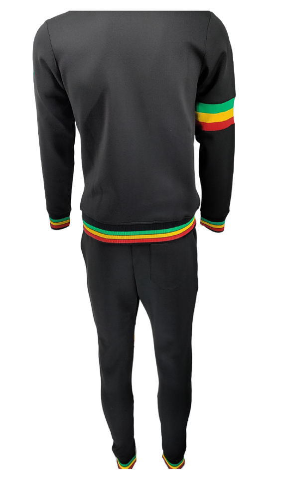 Men's Rasta Tracksuit 2 Piece Set Mens rasta Hoodie & Joggers Zip Pants ...