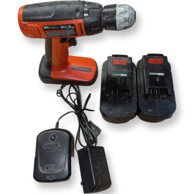Black & Decker 18V Cordless Drill W/ 2 Batteries & Charger CDC1800 ...
